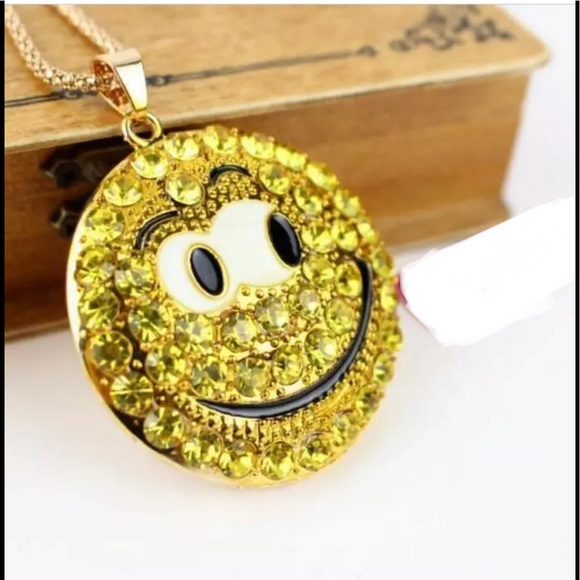 Jewelry | Yellow Rhinestone Smiley Face Necklace | Poshmark